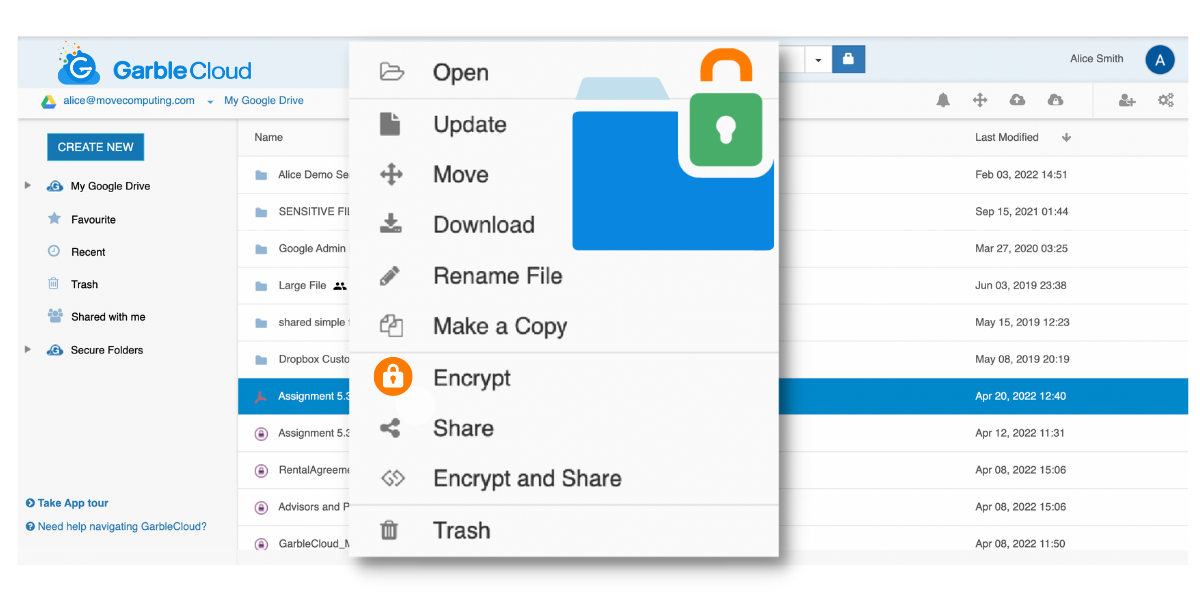 Google Drive Files and Documents Encryption - GarbleCloud